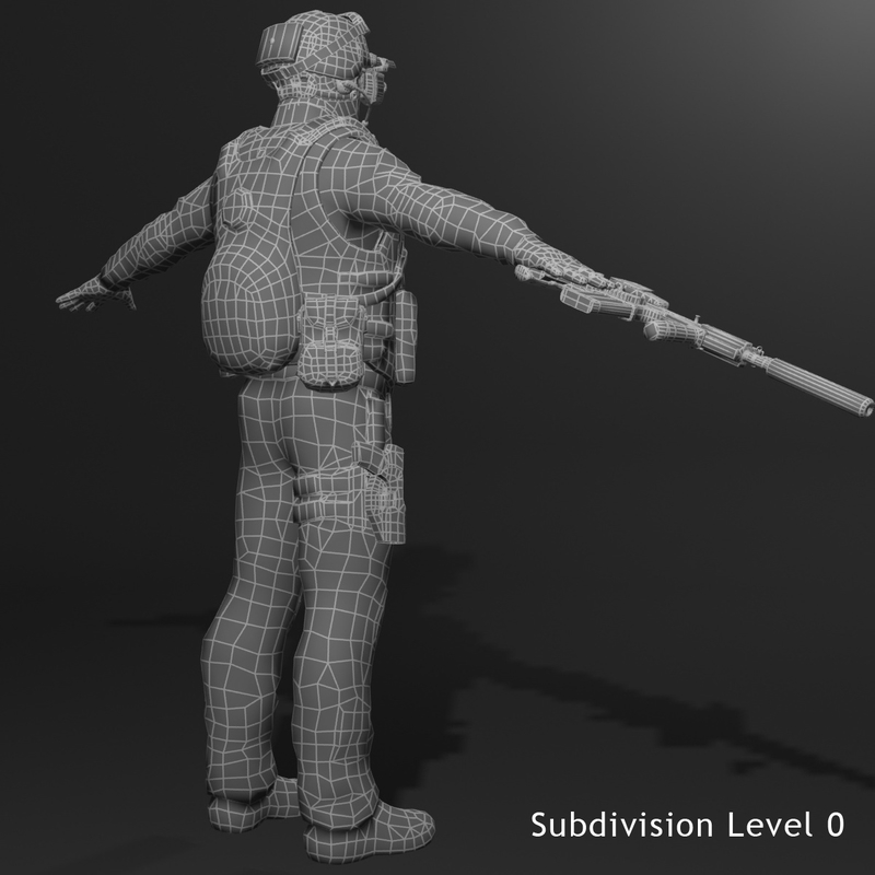 3d military male soldier set model