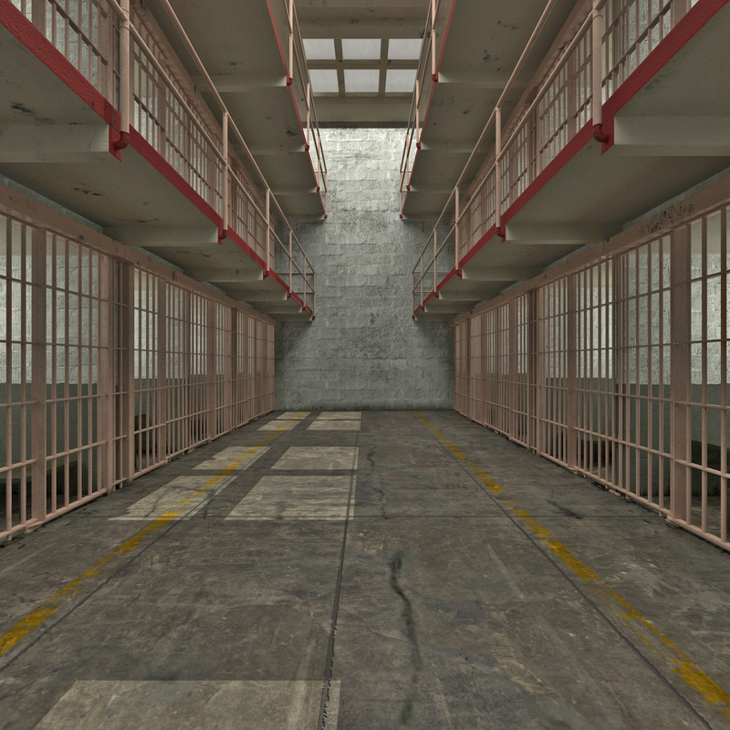 3d prison cells alcatraz scene model