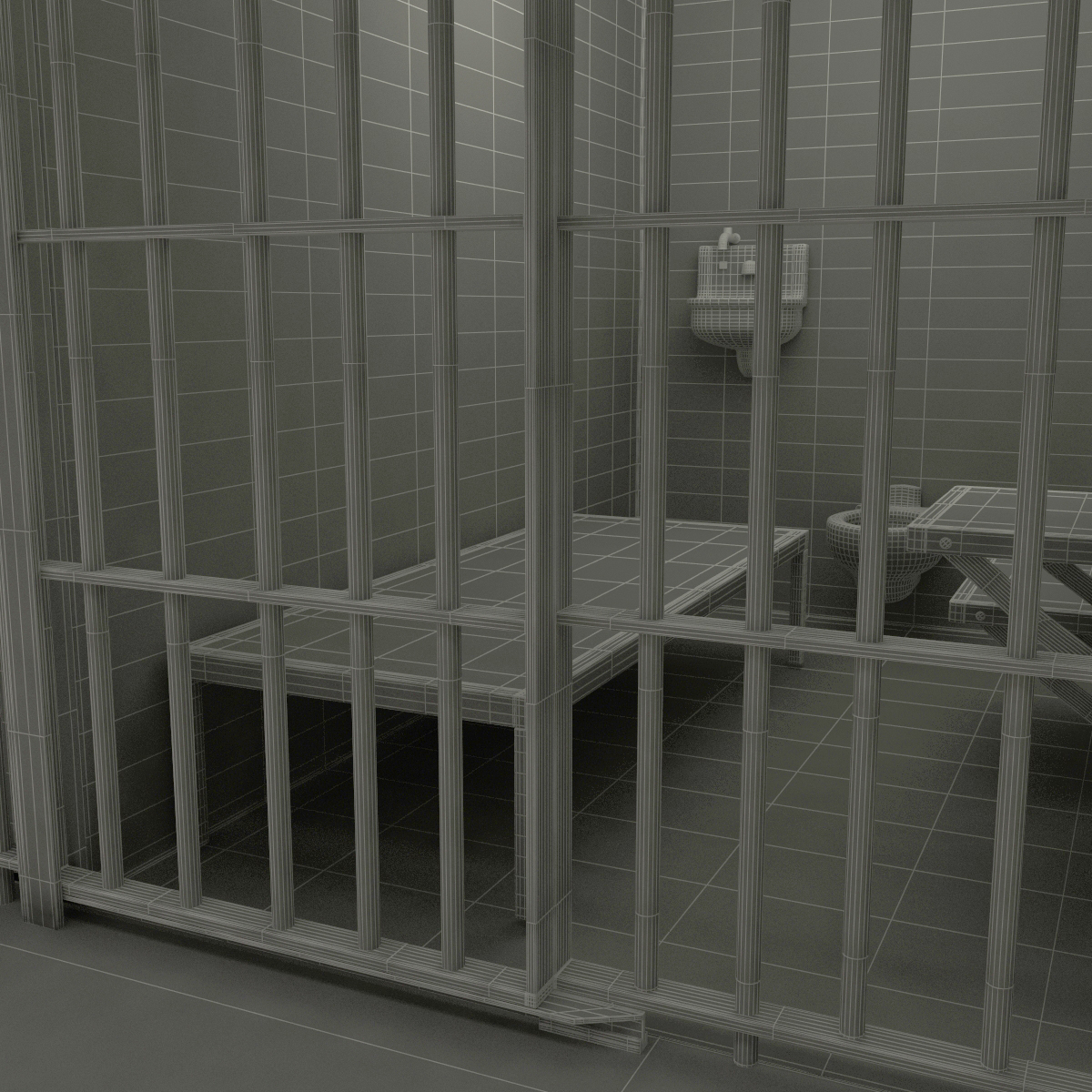 3d prison cells alcatraz scene model