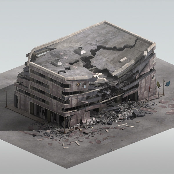 3d model destroyed building