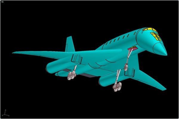 tu-444 supersonic business jet 3dm