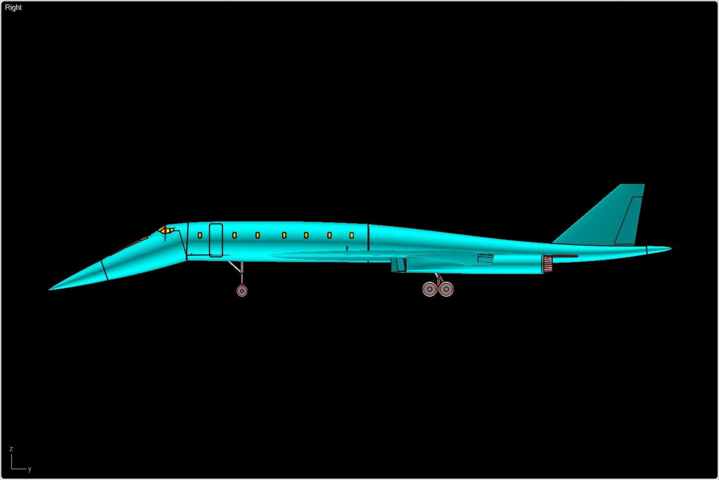 tu-444 supersonic business jet 3dm