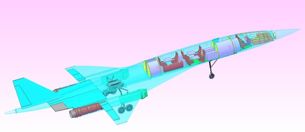 tu-444 supersonic business jet 3dm