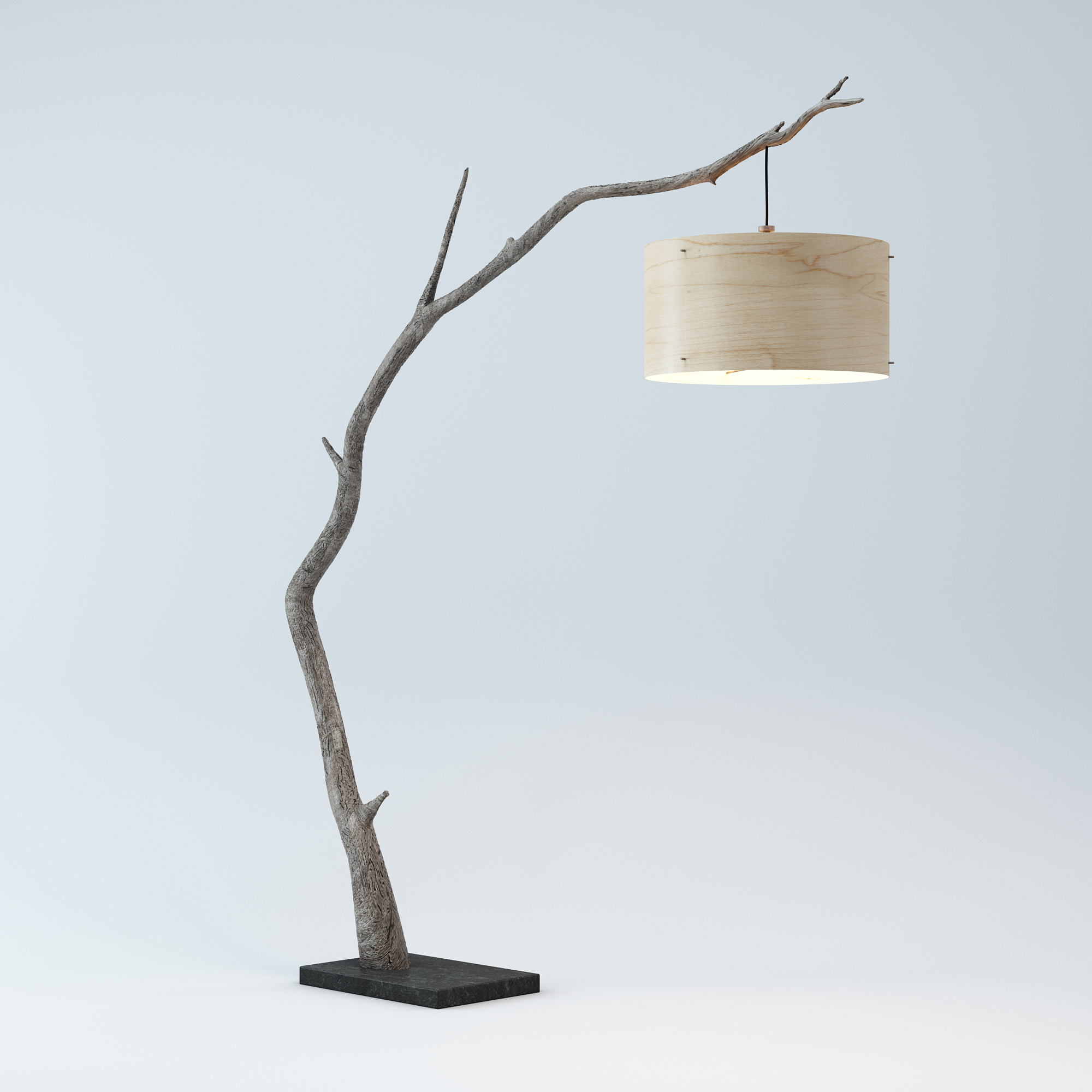 3d model wooden arc floor lamp