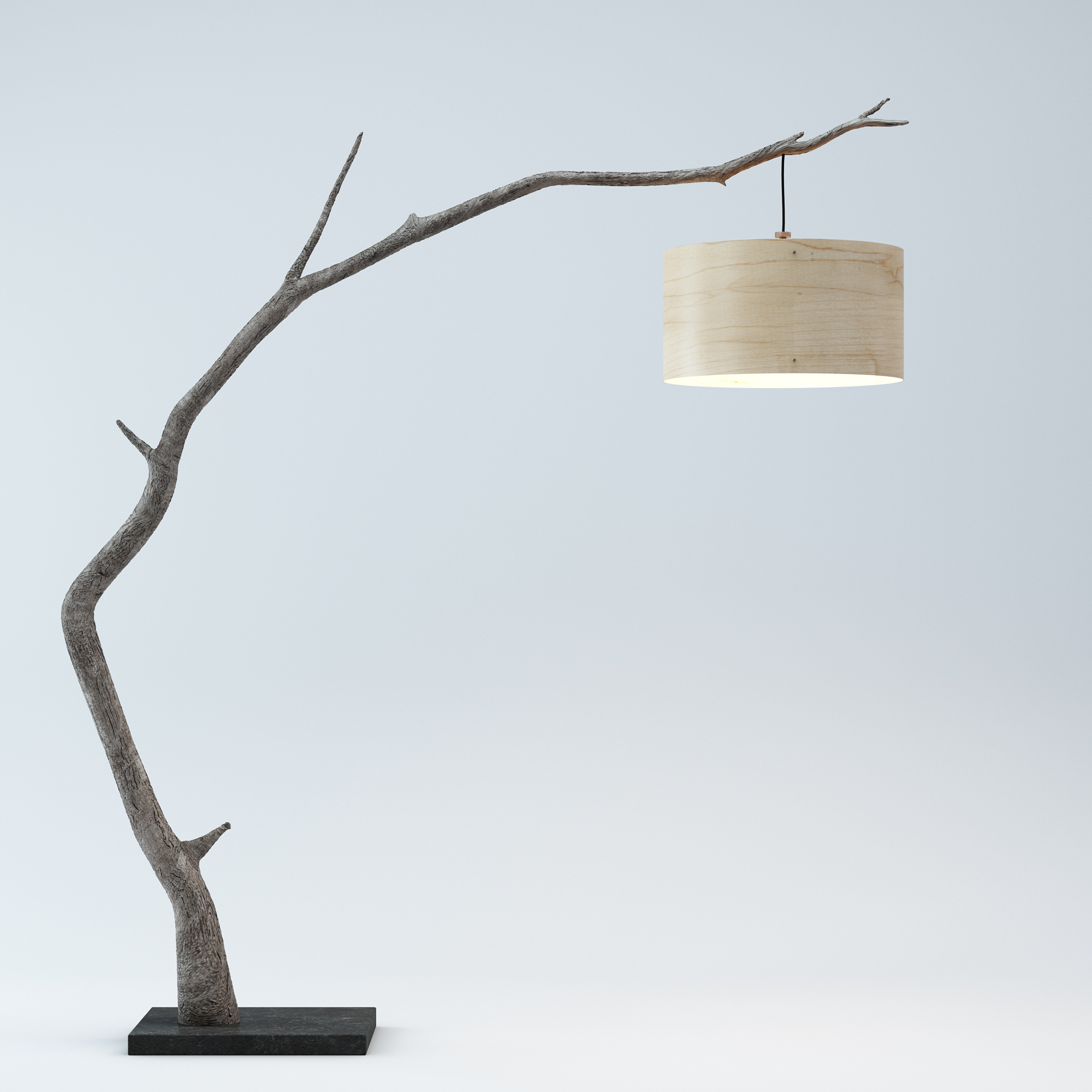 3d model wooden arc floor lamp