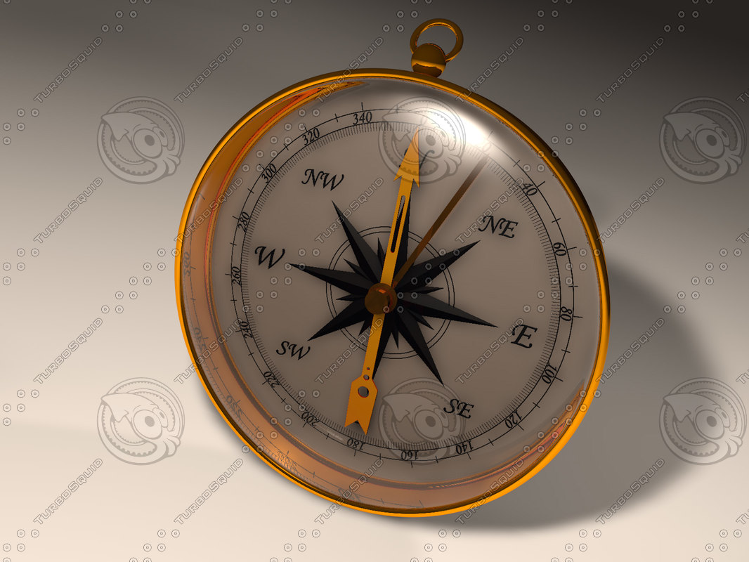 3d model classic handheld compass