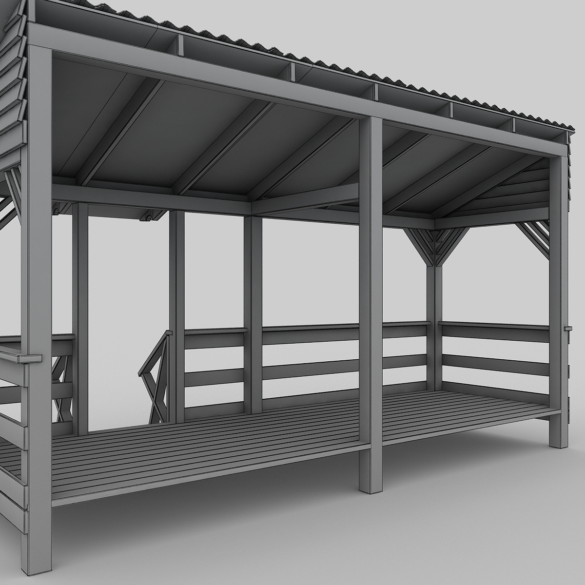 wooden veranda 3d max