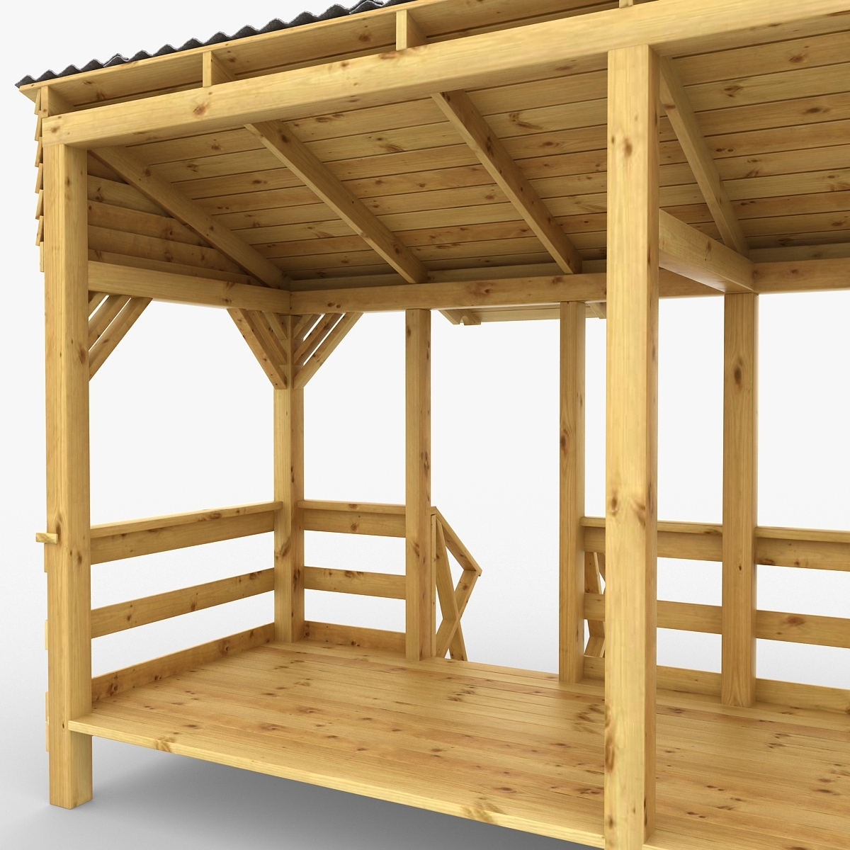 wooden veranda 3d max