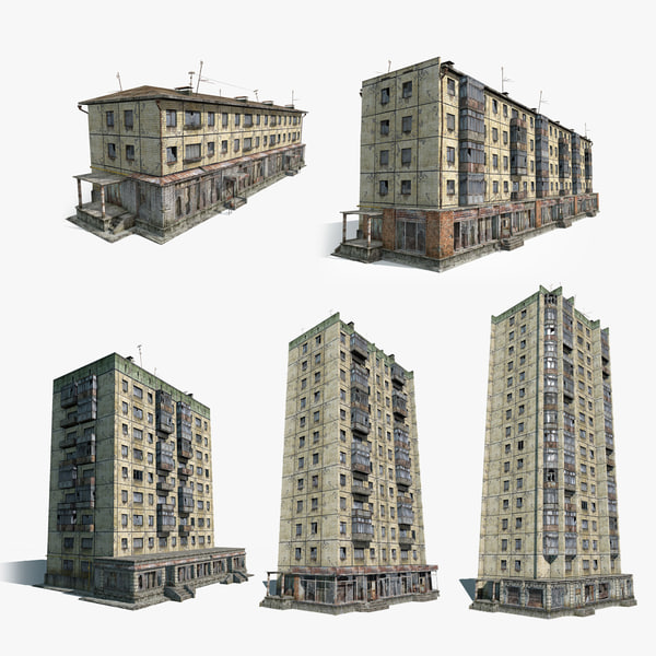 low-poly russian village wooden house 3d obj