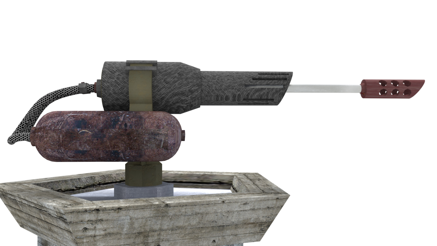 obj sci-fi flamethrower turret