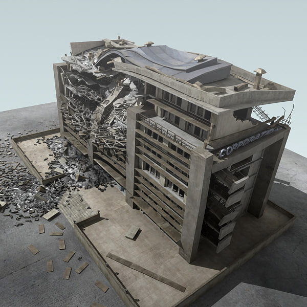 destroyed building 3d 3ds
