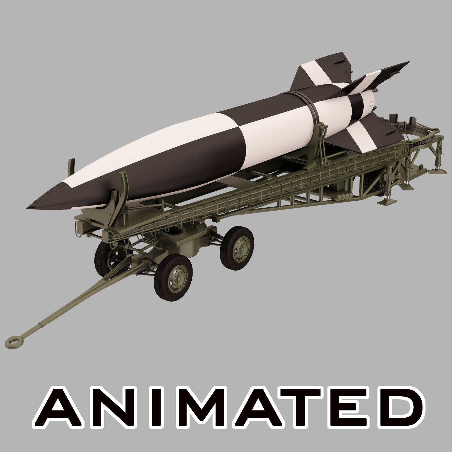 ballistic missile v-2 launcher 3d 3ds