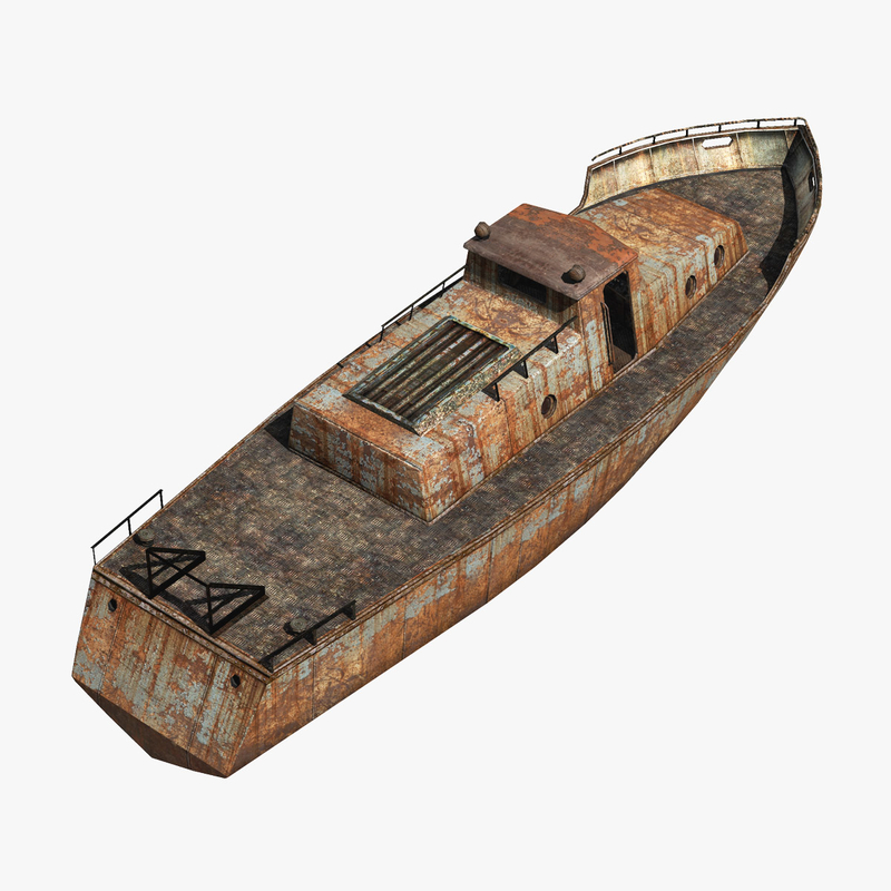3d set rusty boats
