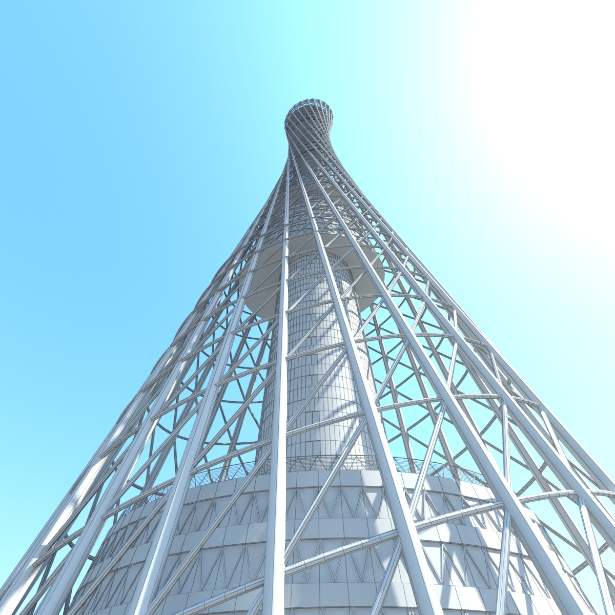 3d canton tower guangzhou structure model