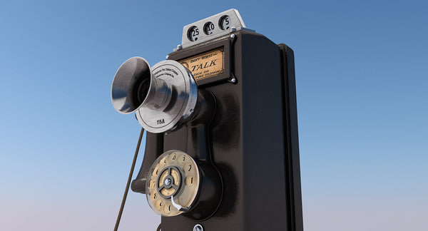 3d retro pay phone gray model