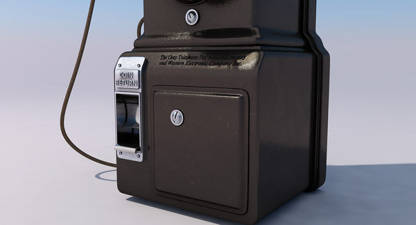 3d retro pay phone gray model