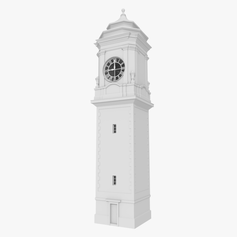 3d clock tower interior exterior model