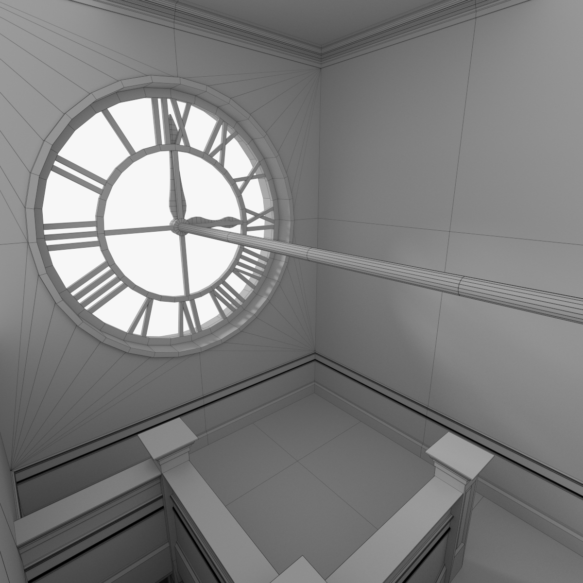 3d clock tower interior exterior model