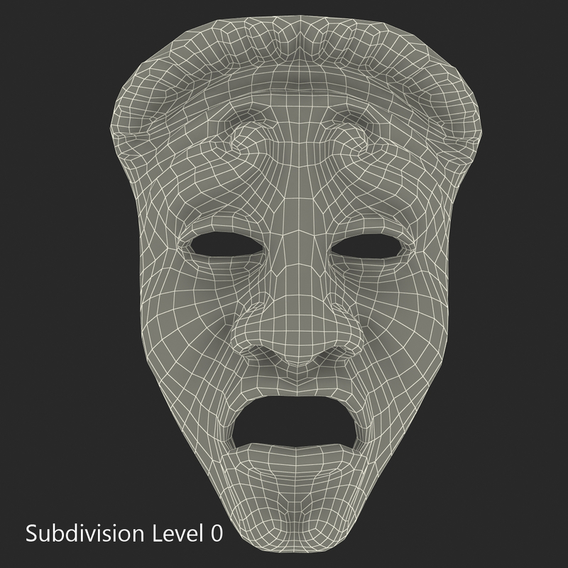 3d theatre tragedy mask model