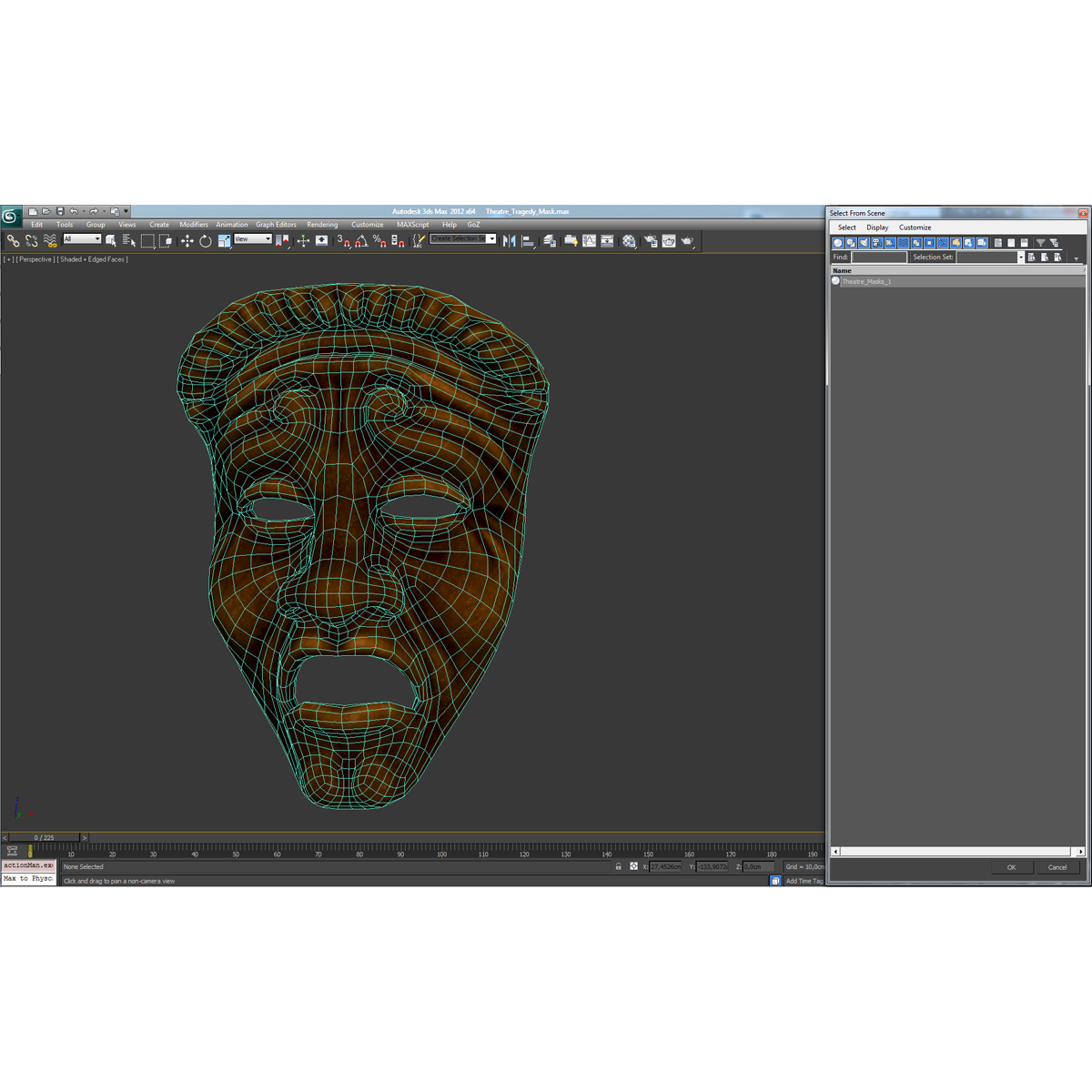 3d theatre tragedy mask model