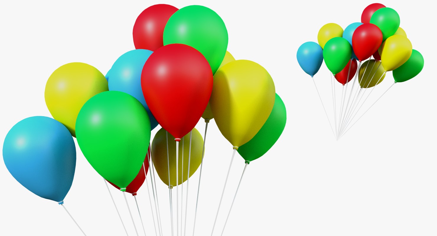 3d model group balloons