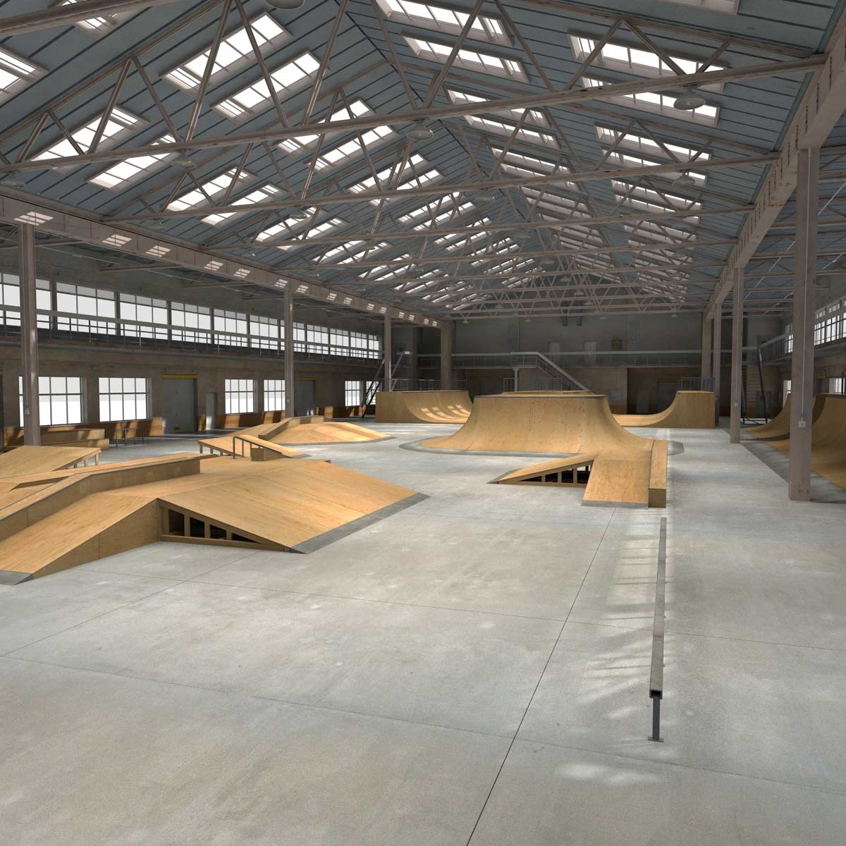 3d max skate park warehouse interior