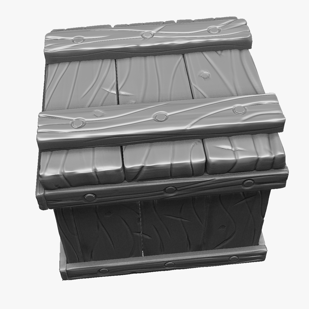 sculpt stylized wooden box 3d model