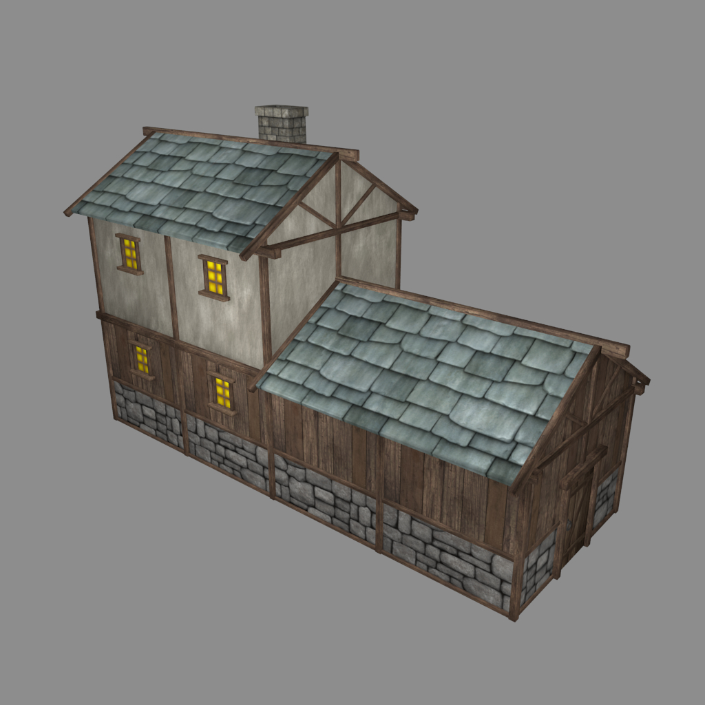 pack low-poly medieval buildings 3d obj