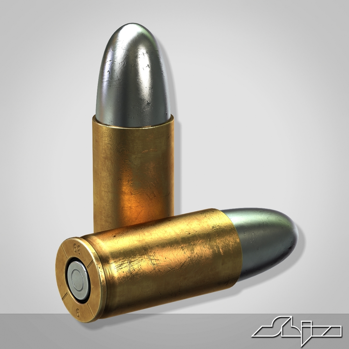 cartridge 9x19 mm parabellum 3d 3ds