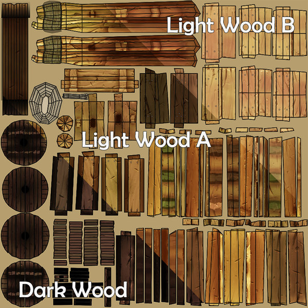 wooden cart wood obj