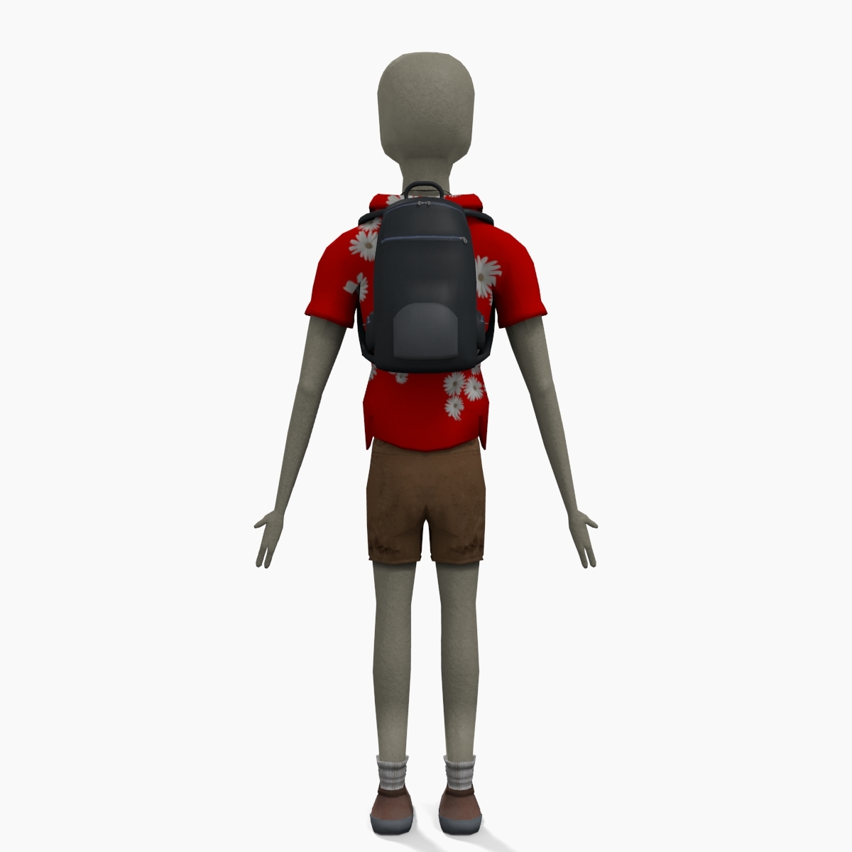 grey alien tourist 3d obj