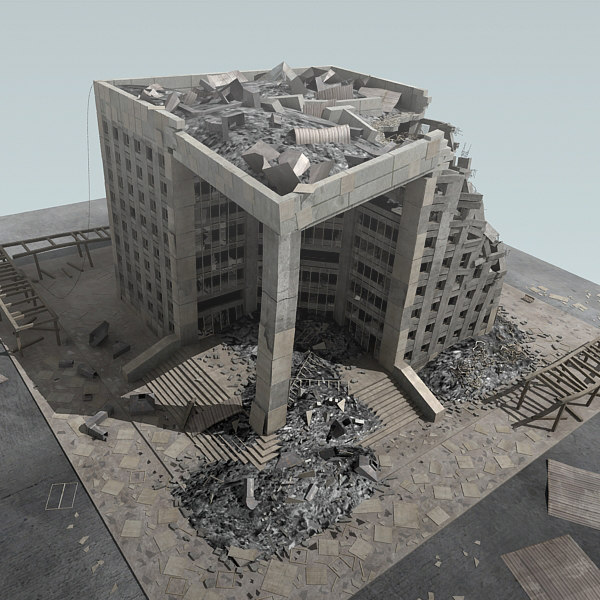destroyed building 3d 3ds