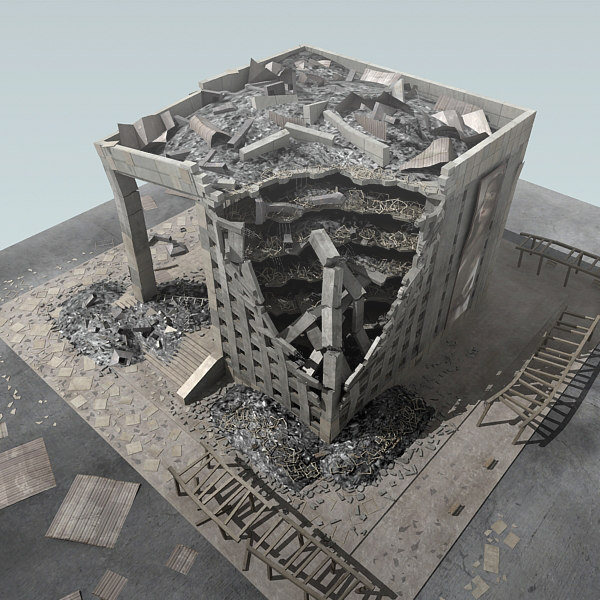 destroyed building 3d 3ds