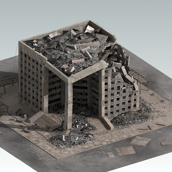 destroyed building 3d 3ds