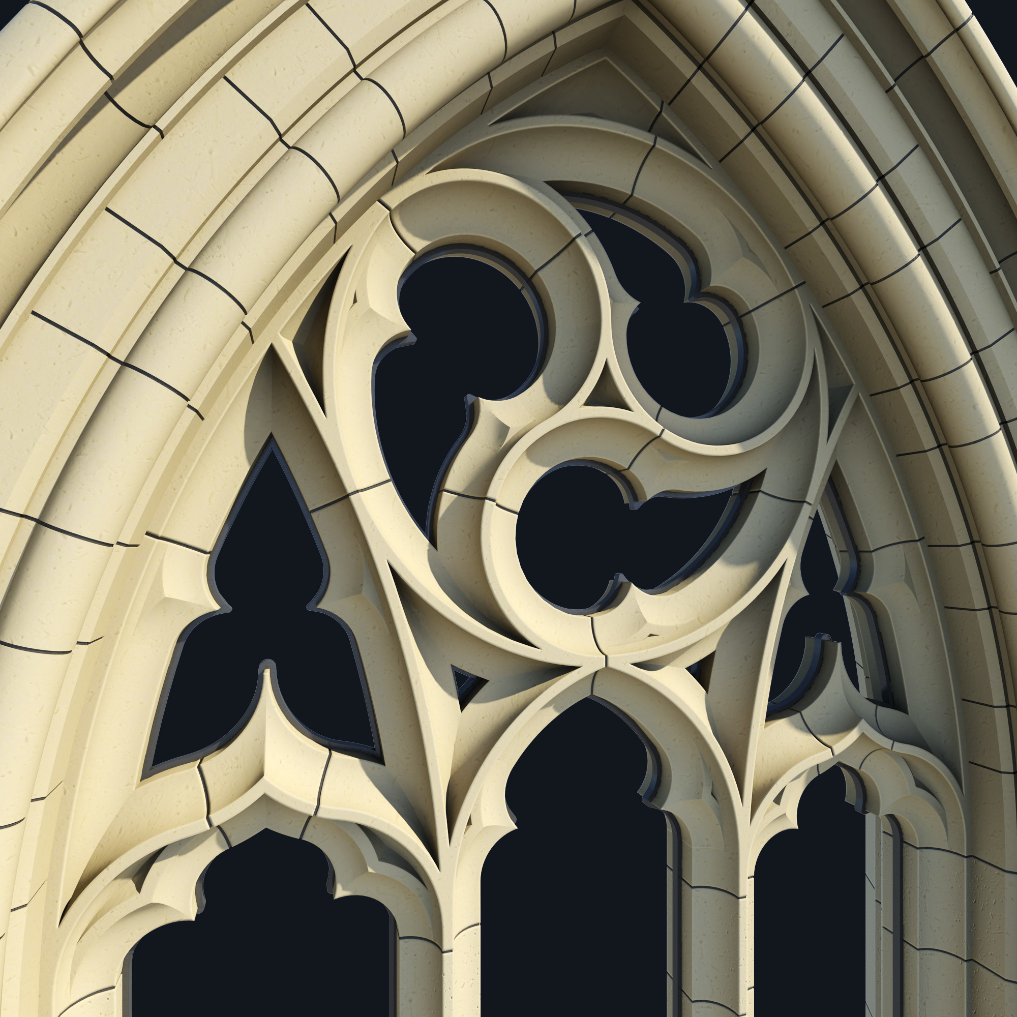 3d obj small arched gothic window
