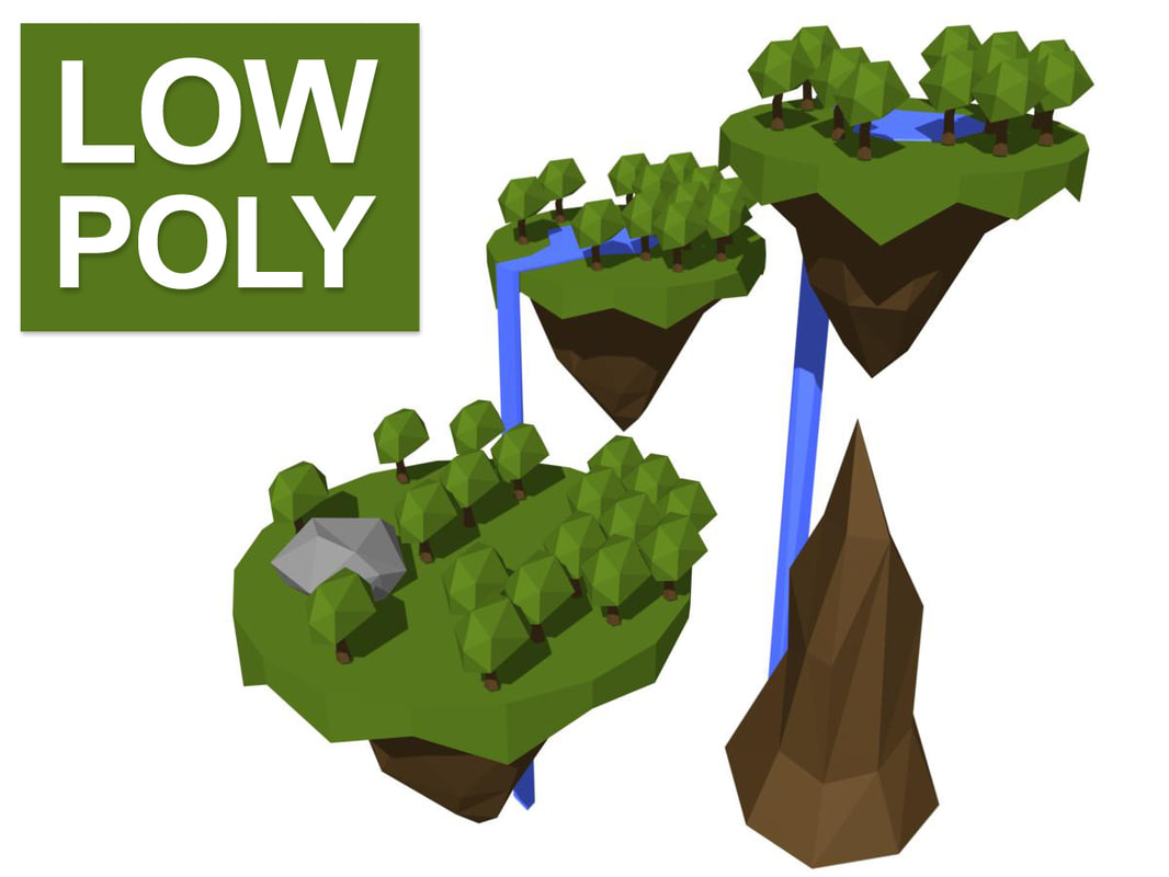 free max model low-poly floating islands