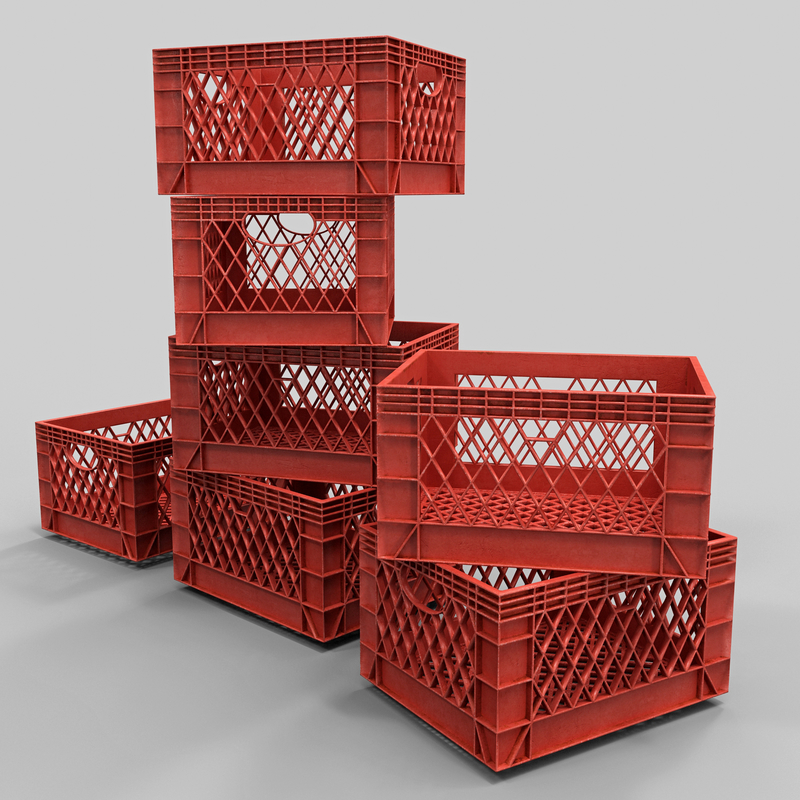 3d stacked milk crates model