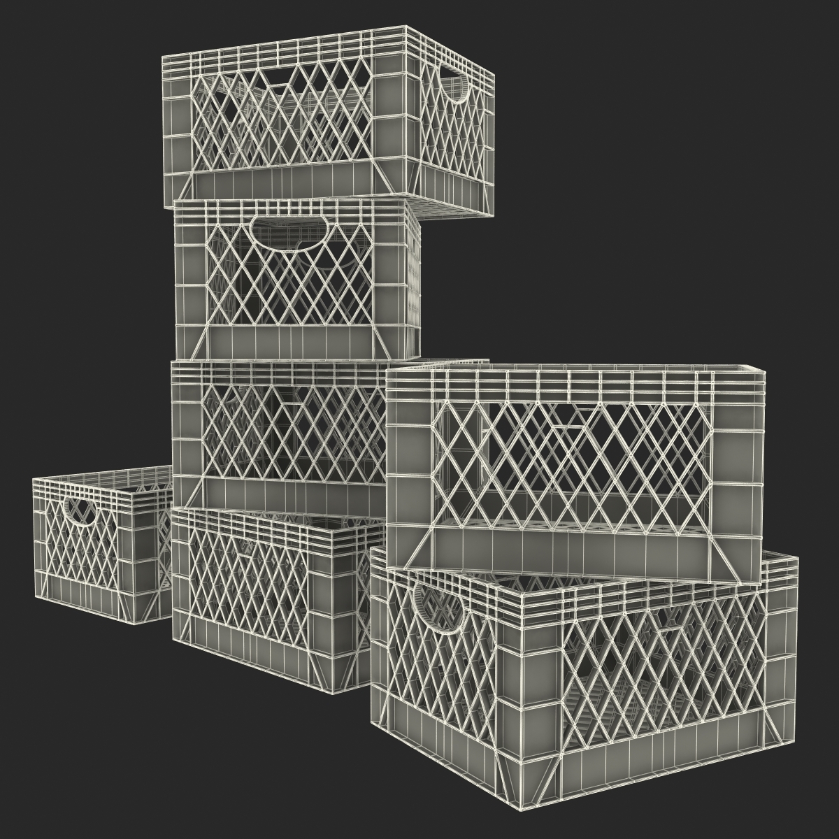 3d stacked milk crates model