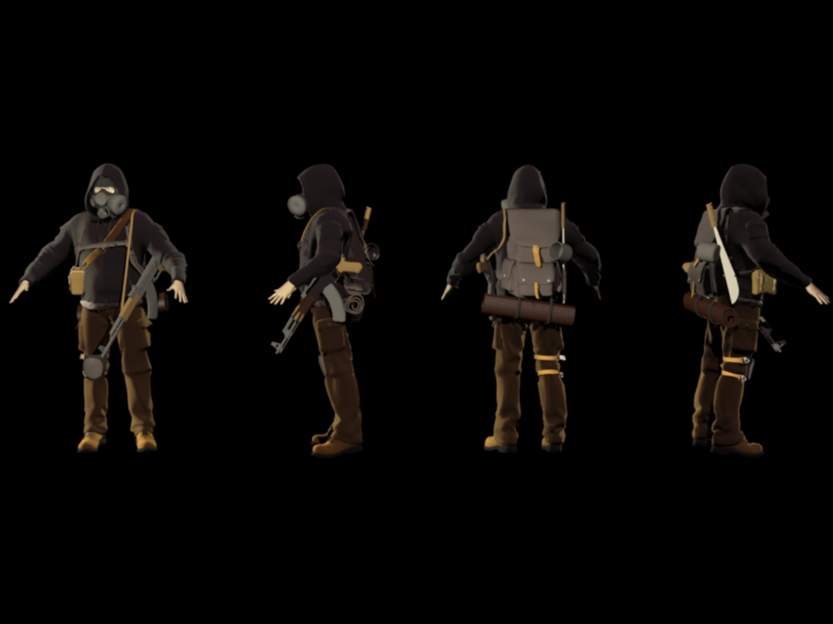 3d model post-apocalyptic wanderer