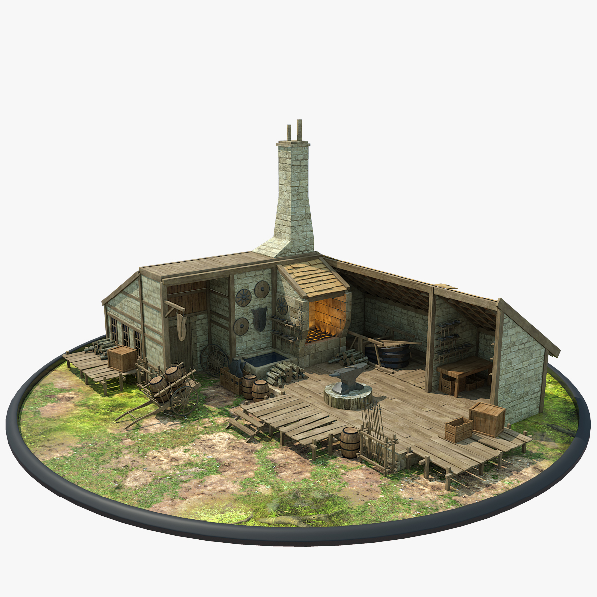 medieval blacksmith house obj