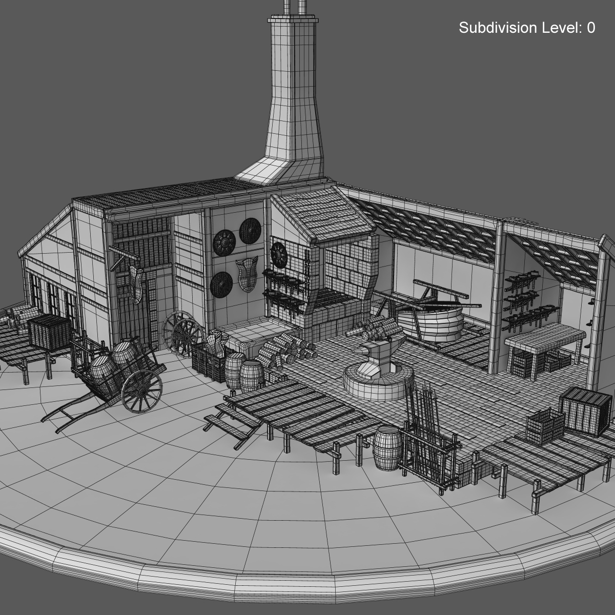 medieval blacksmith house obj