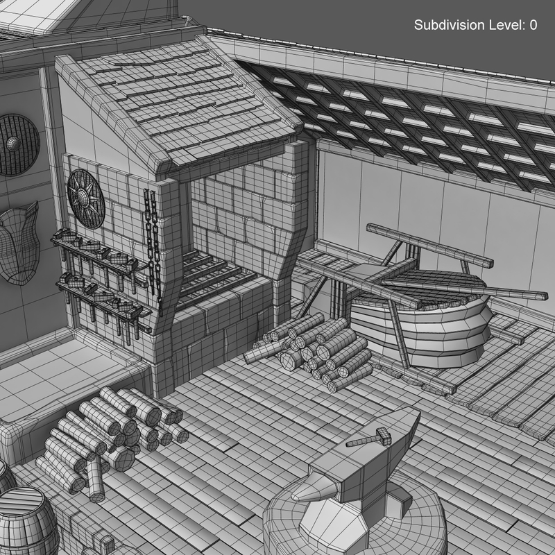 medieval blacksmith house obj