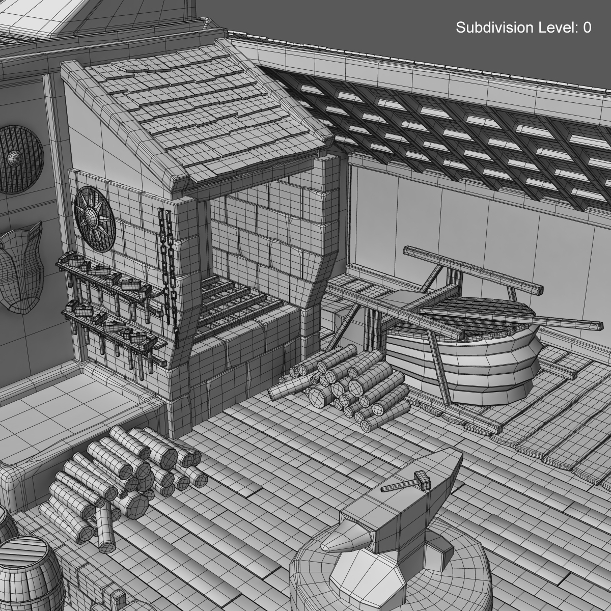 medieval blacksmith house obj