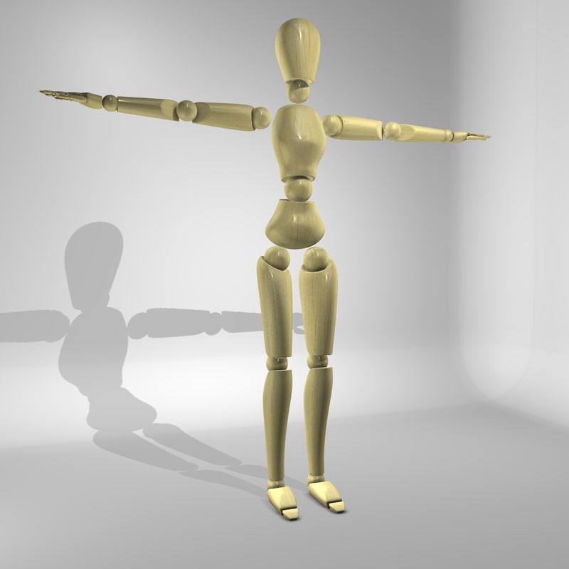 Rigged Wooden Mannequin Character Female 3d Obj