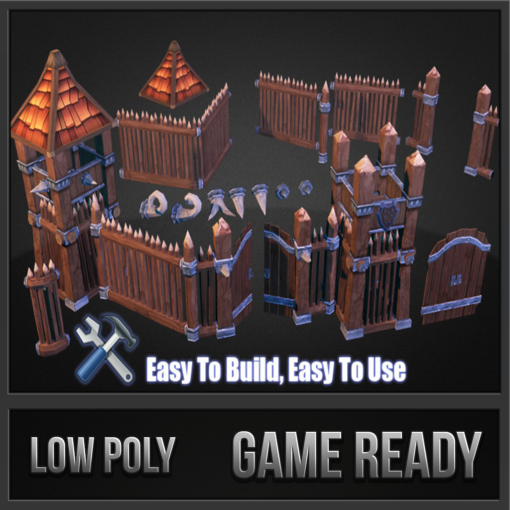 wooden fortress pack fort 3d dwg