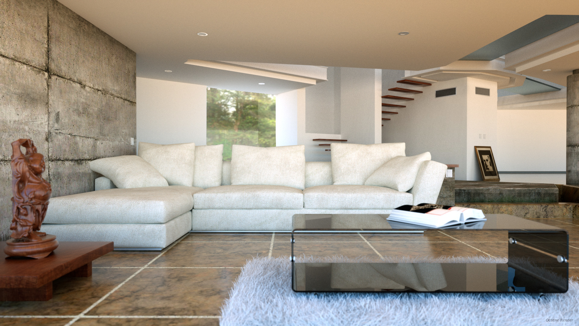 modern realistic interior living room 3d model