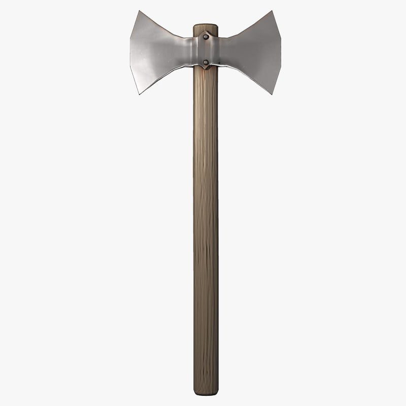 3d model two-sided battle axe
