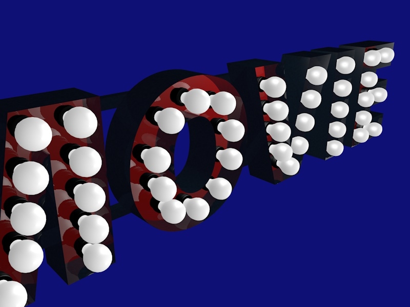 vintage movie theater sign 3d c4d