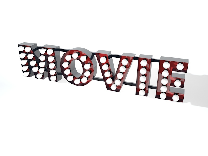vintage movie theater sign 3d c4d