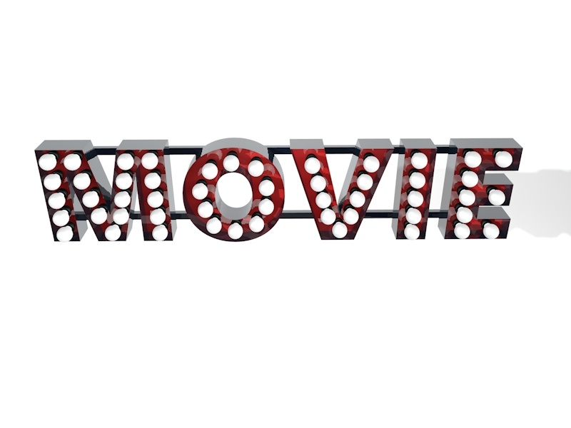 vintage movie theater sign 3d c4d